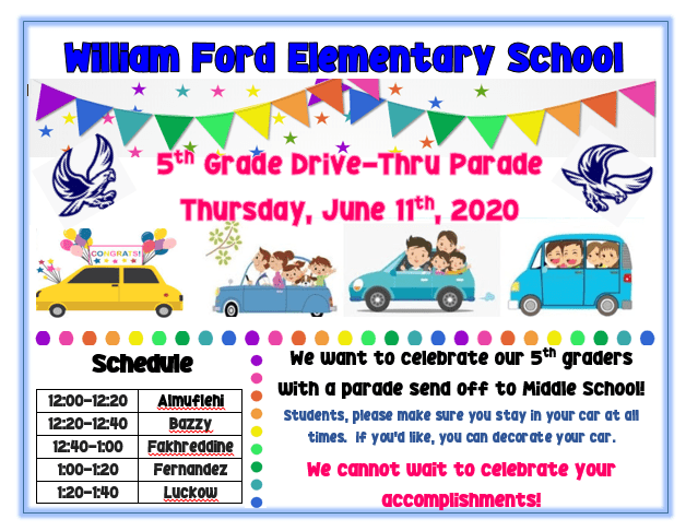 Congratulations to Our 5th Grade Students! – William Ford Elementary School